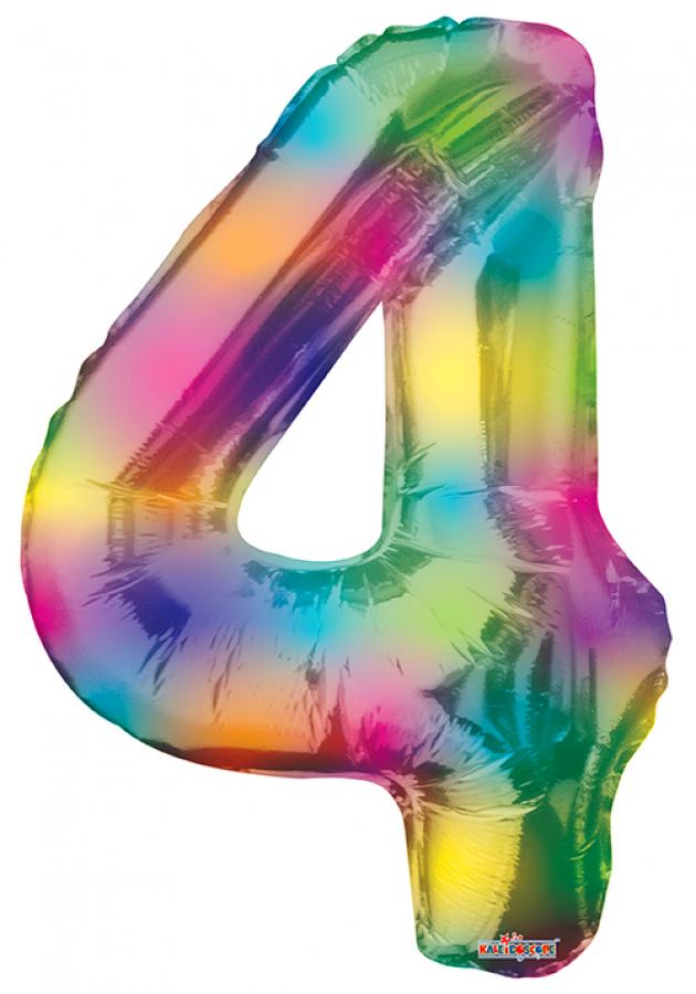 34" Rainbow Mylar balloon number "4"