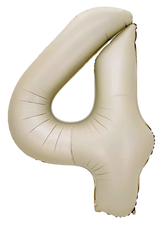 34" White Sand #4 Mylar balloon