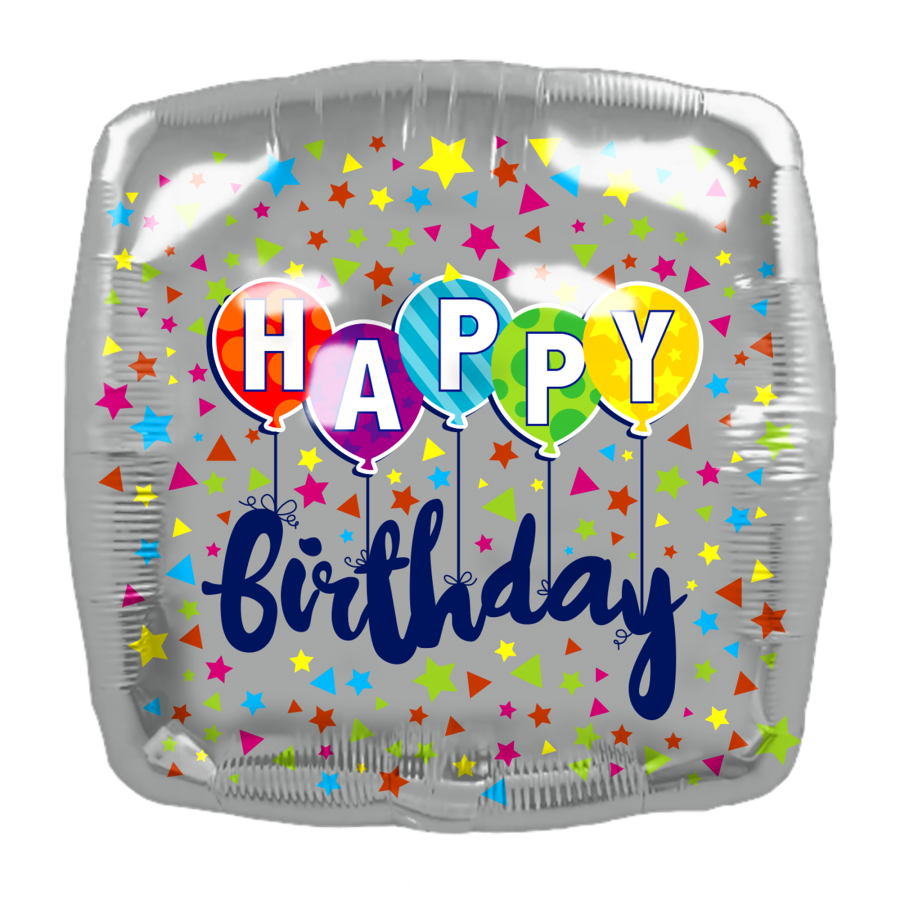 Birthday Mylar balloons with ribbon attached